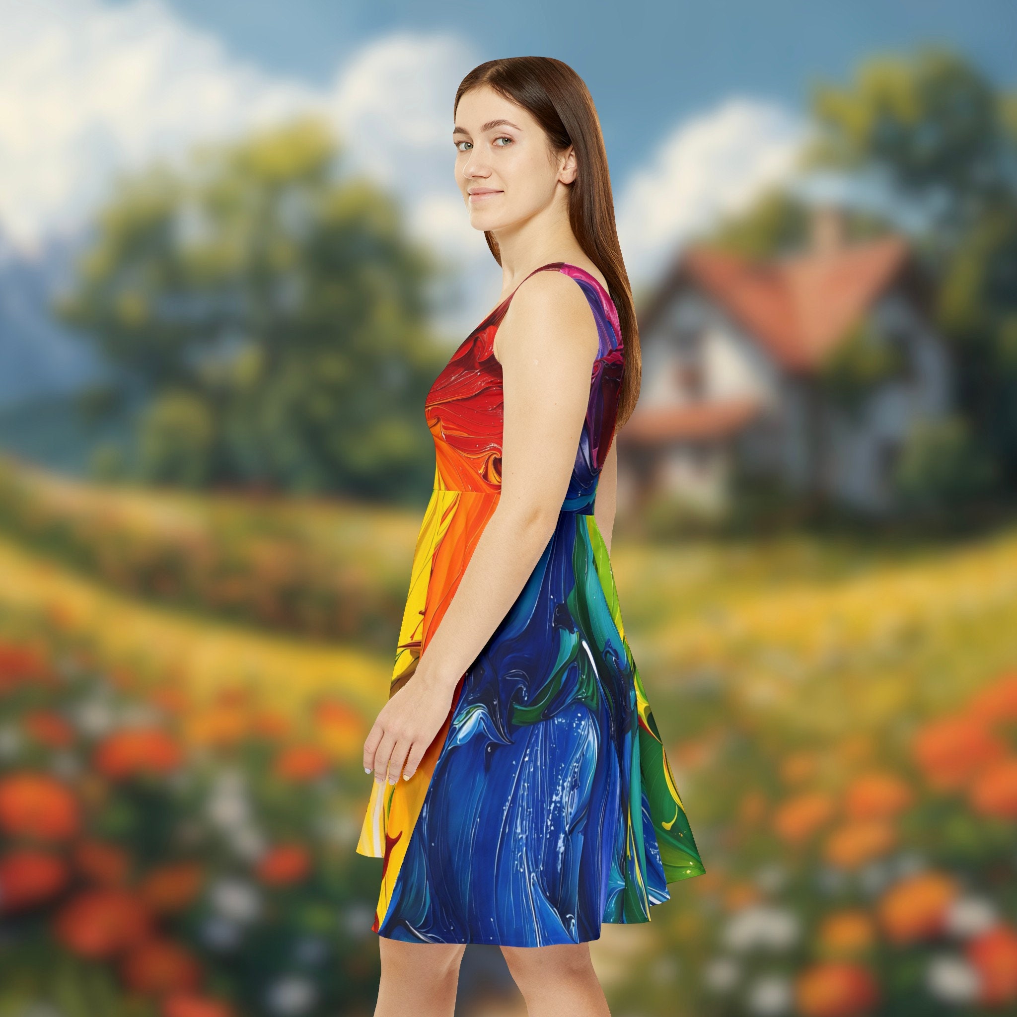 Pride Rainbow Paint Dress Spring Summer Dress | Rainbow Paint Pattern ...