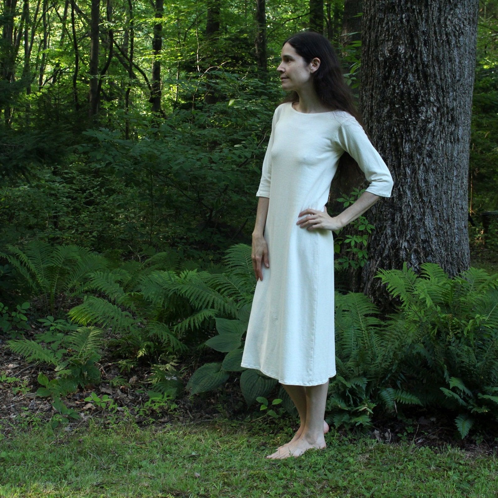 Organic Hemp Clothing - 3/4 Sleeve Nightgown / Dress / Organic Pajamas ...