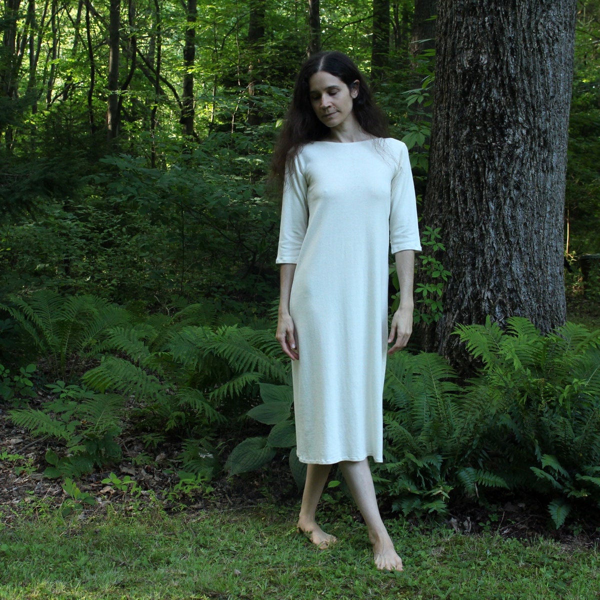 Organic Hemp Clothing - 3/4 Sleeve Nightgown / Dress / Organic Pajamas ...
