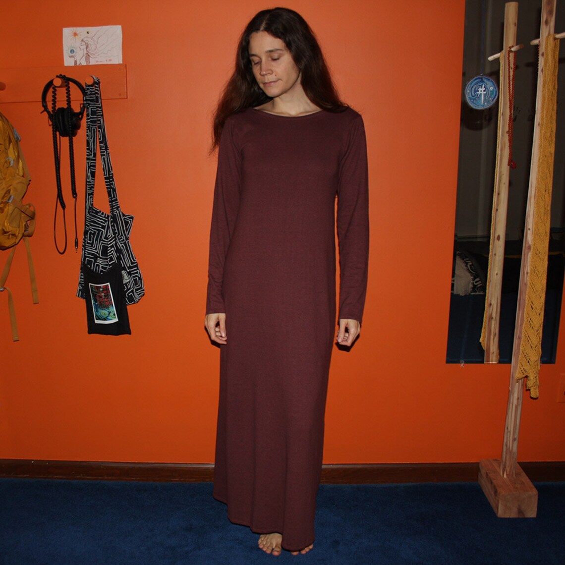 Womens Hemp Clothing - Long Sleeve Nightgown / Dress / Pajamas - 100% ...