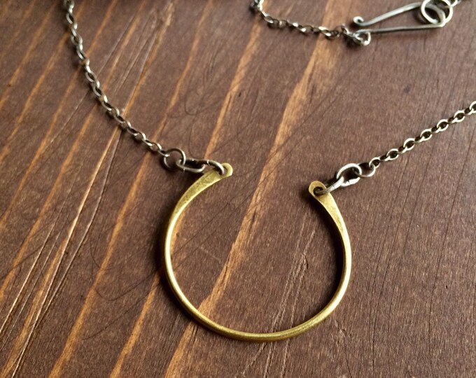 Half Circle Necklace Sterling Silver and Brass - Etsy