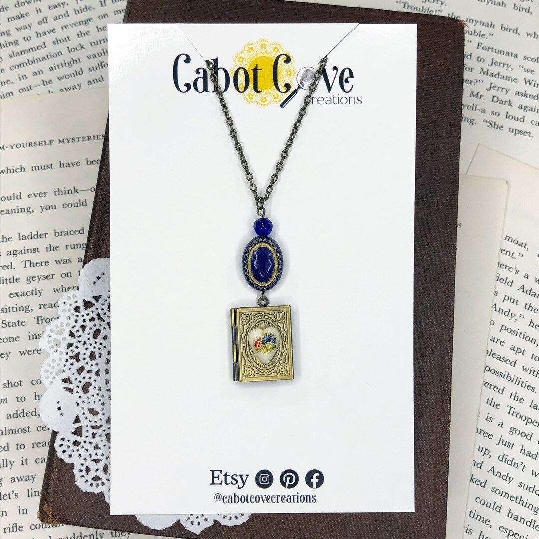Book Locket Necklace, Book Necklace, Book Jewelry, Gift for Book Lover ...