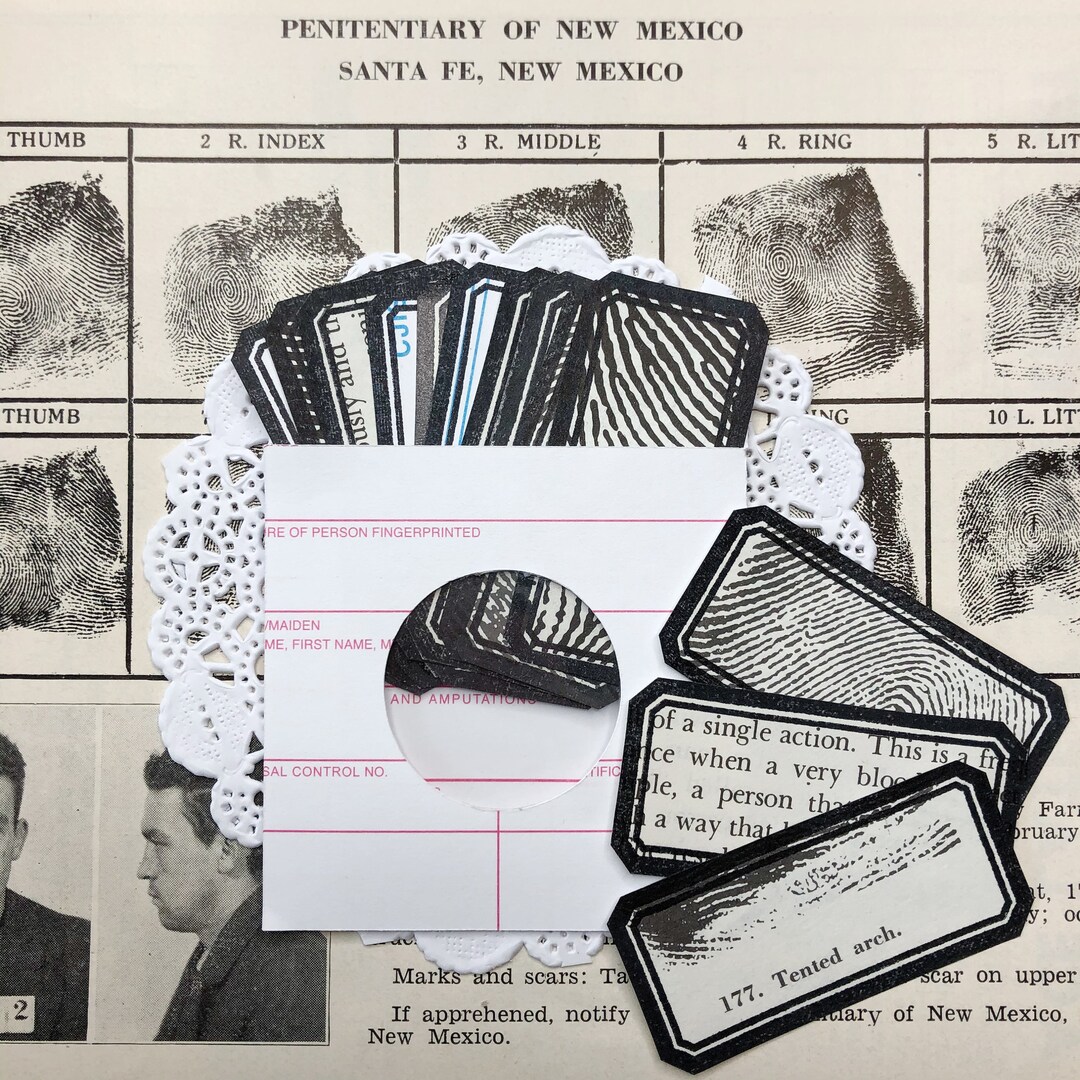 True Crime Stamped Labels on Vintage Police Book Pages-black, Junk ...