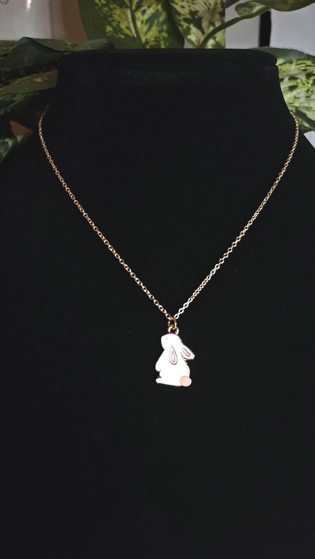 Golden Chain Necklace With White Rabbit Pendant - Etsy