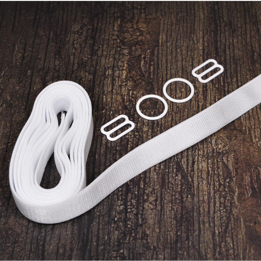 1/2" - White Strap Elastic, Rings and Slides Kit - Bra Making Supplies ...