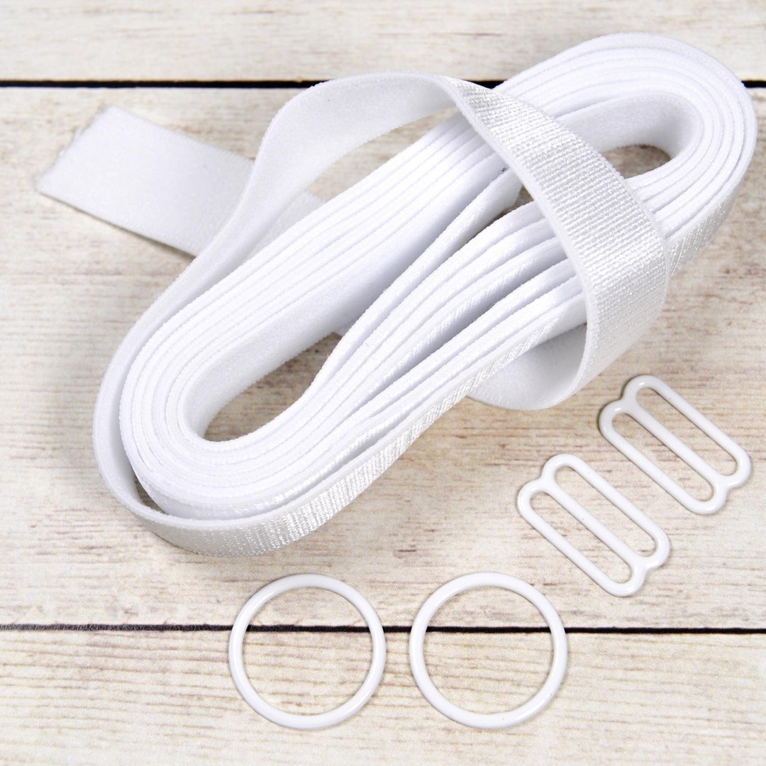 5/8" - White Strap Elastic, Rings and Slides Kit - Bra Making Supplies ...