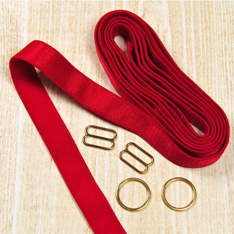 1/2" - Fire Engine Red Strap Elastic, Rings and Slides Kit - Bra Making ...