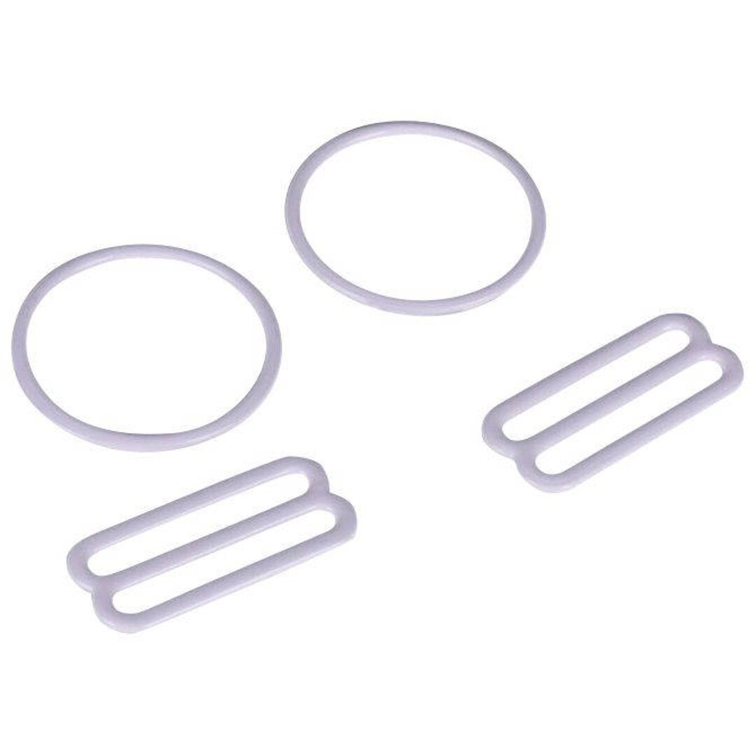1" - 1 Set White Nylon Coated Rings and Sliders - Bra Making Lingerie ...