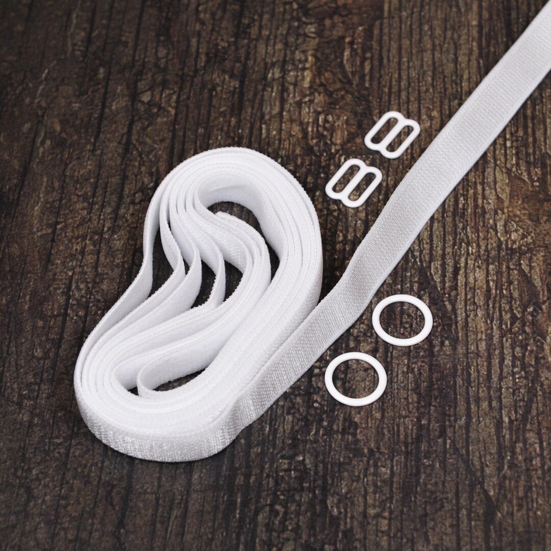 3/8" - White Strap Elastic, Rings and Slides Kit - Bra Making Supplies ...