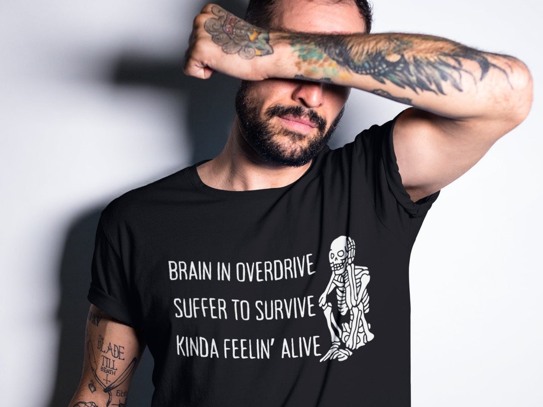 Overthinking Skeleton Tshirt Brain in Overdrive T-shirt Hyperactive ...