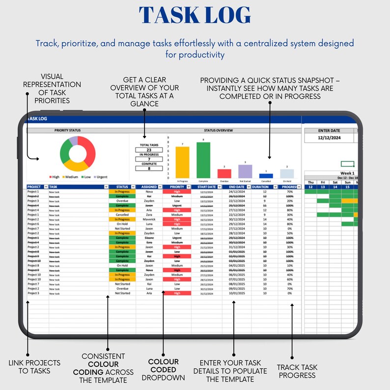 Task Management Tracker, Kanban Board, Gantt Chart, Task To-do List ...