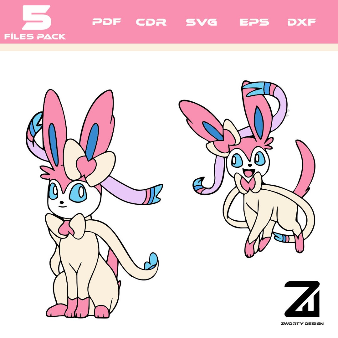 Sylveon Pokemon Rabbit Print SVG PNG Print Decal High Quality Digital ...