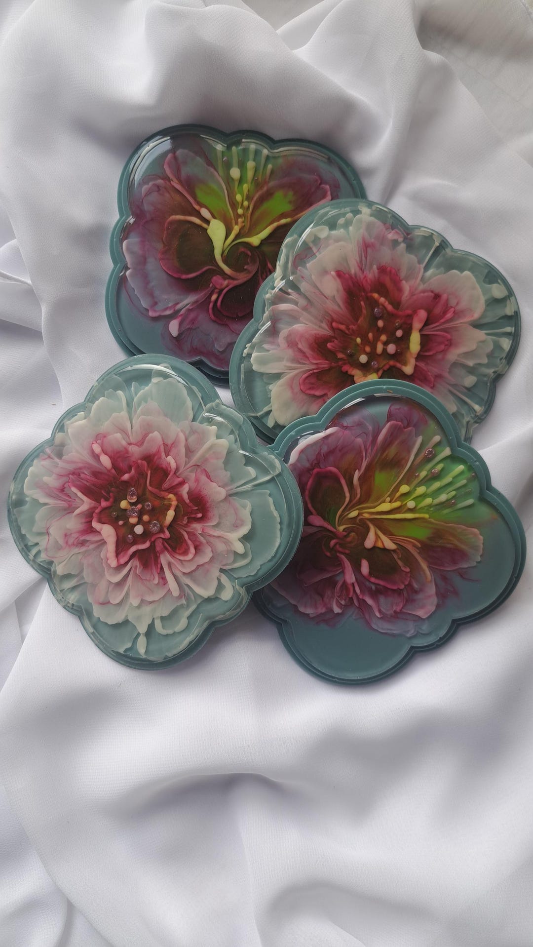 Blooming Resin Coaster Set: Beatifull Bloom Technique - Etsy