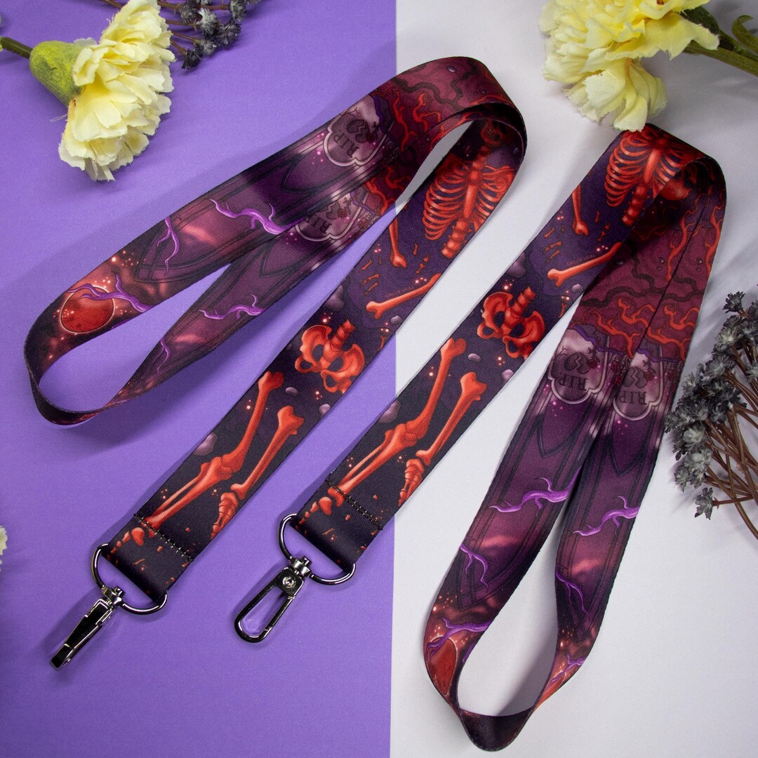 Gothic Skeleton Lanyard Dark Red and Purple, Tombstone, Skeleton ...