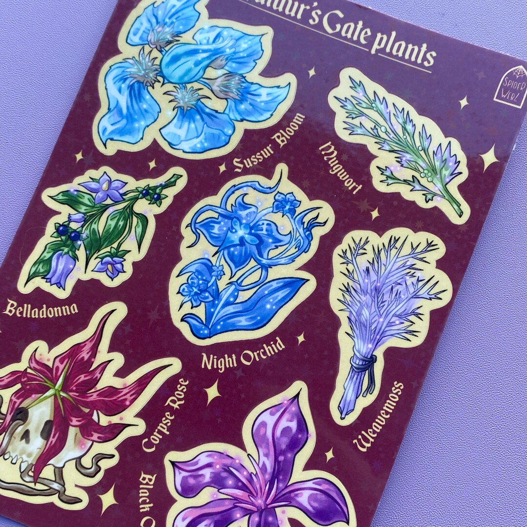 Baldur’s Gate 3 Sticker Sheet A6 | BG3 Plants Flowers Stickers Dnd ...