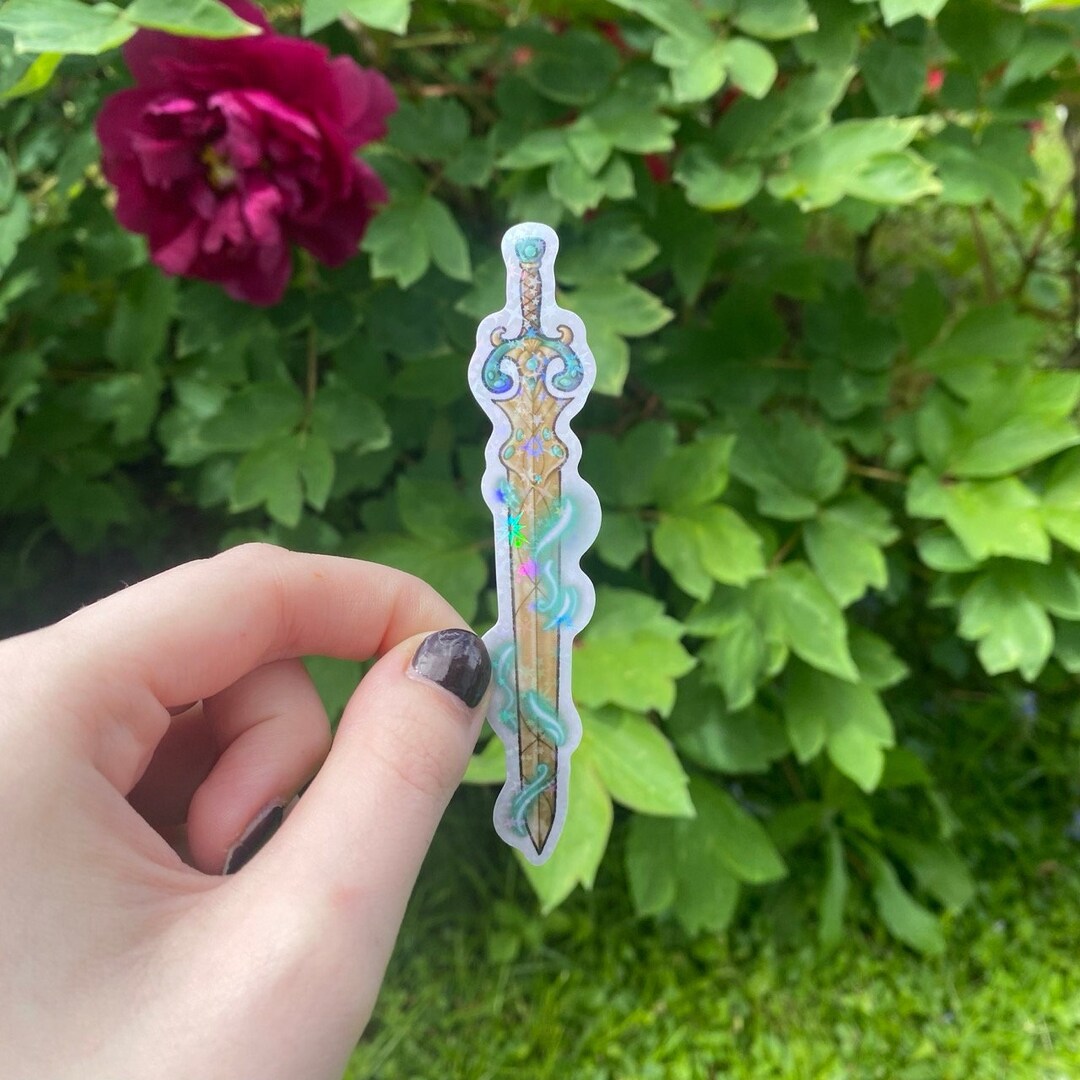 Vinyl Holographic Sticker Fantasy Sword Golden Water - Etsy