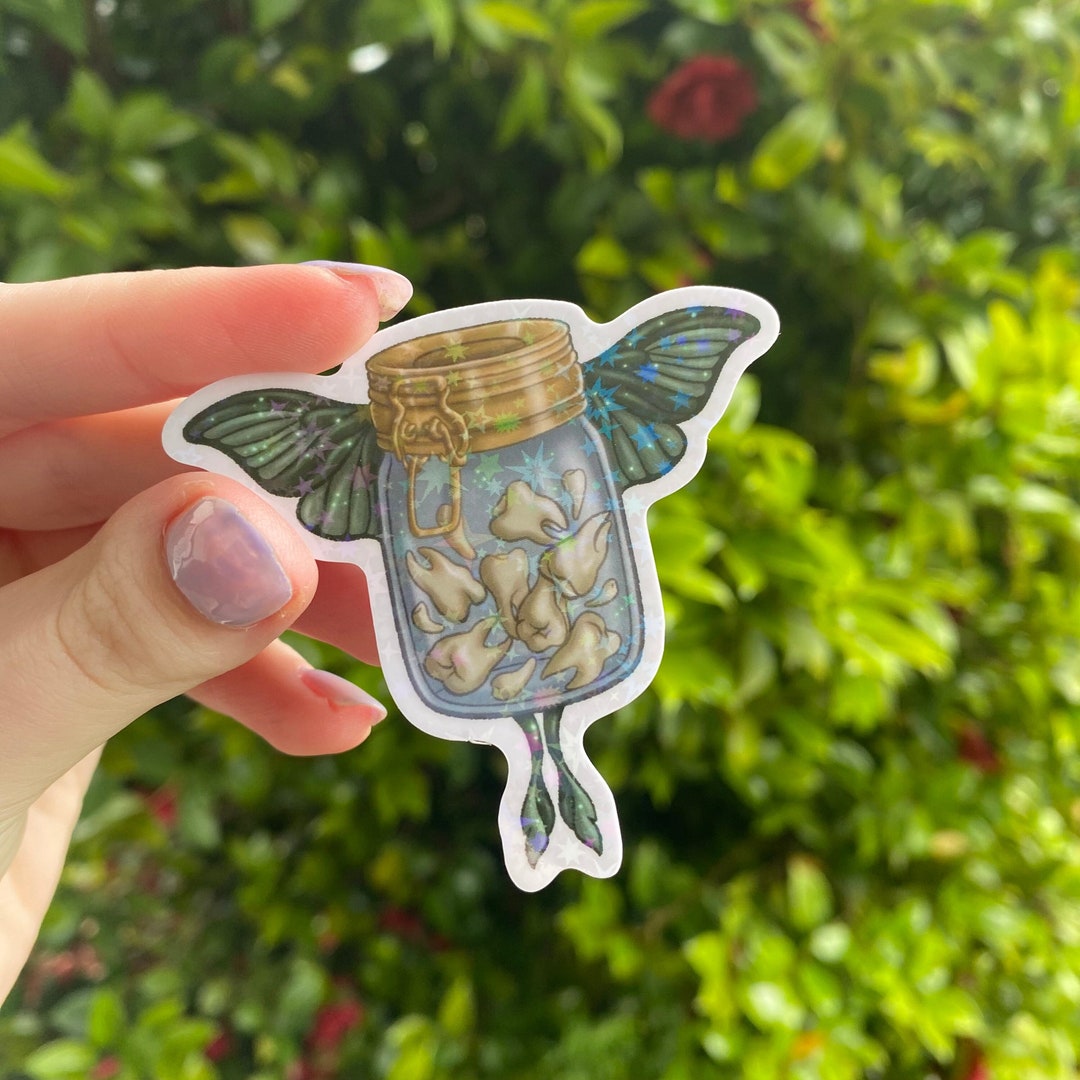 Vinyl Holographic Sticker Fairy's Teeth Jar - Etsy