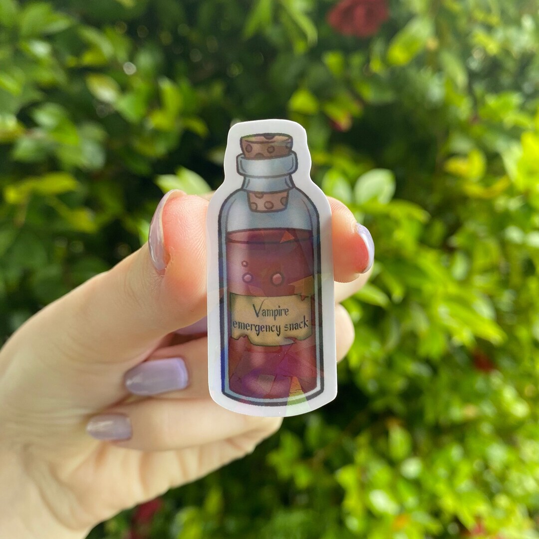 Vinyl Holographic Sticker Blood Vial Vampire Emergency Snack - Etsy