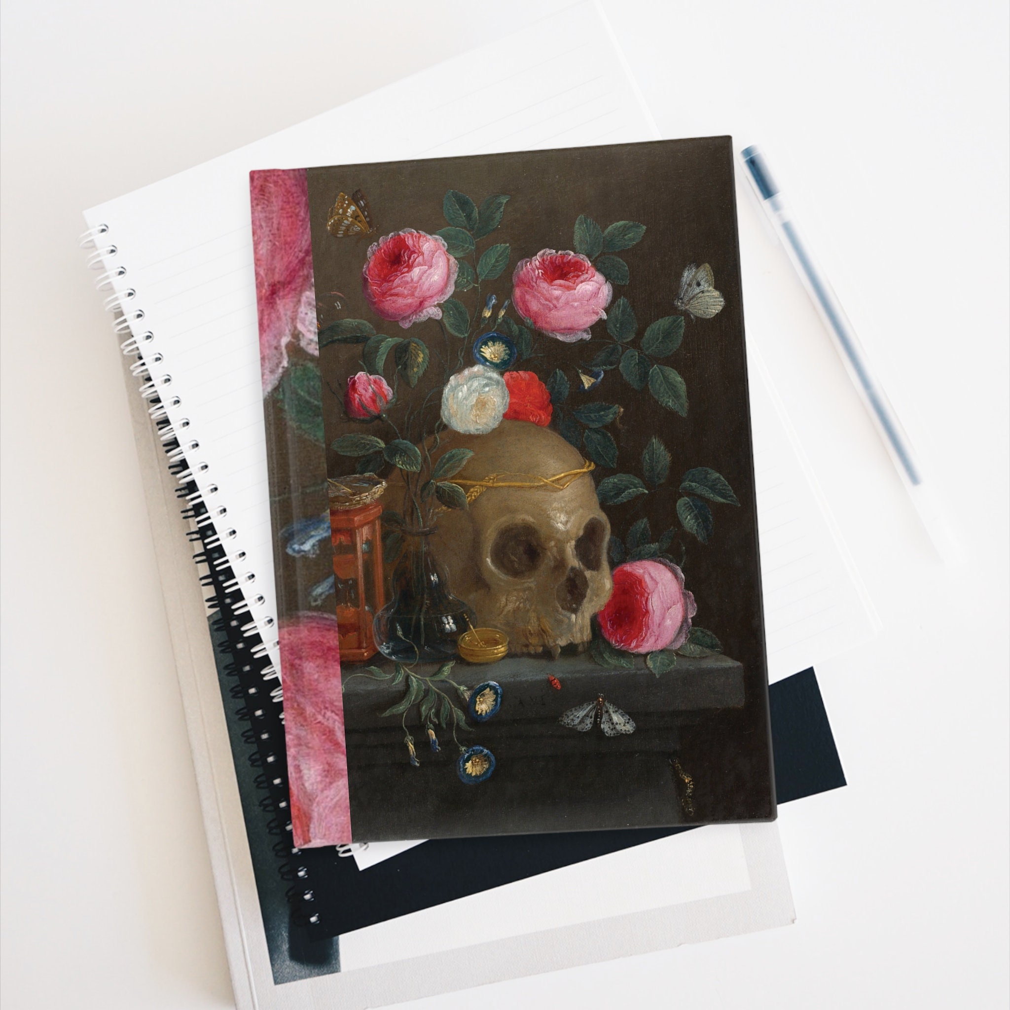 Vanitas Still Life Floral Skull Journal Ruled Line - Etsy