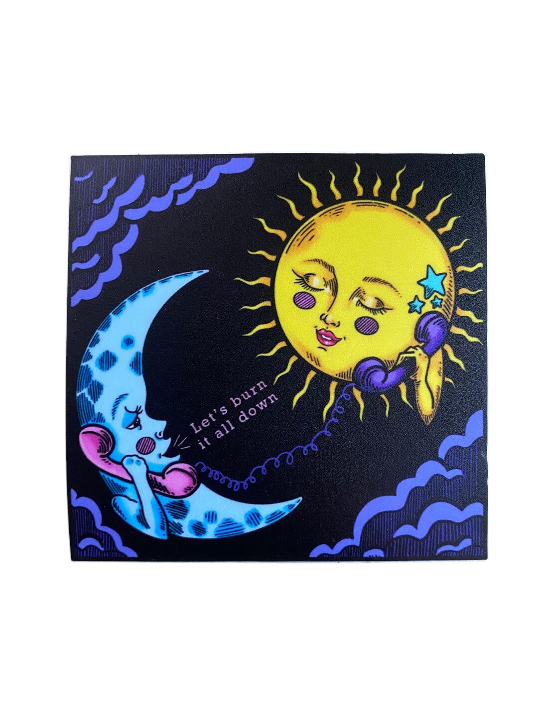 Let's Burn It Down - Sun and Moon Celestial Vinyl Waterproof 3.5 Inch ...