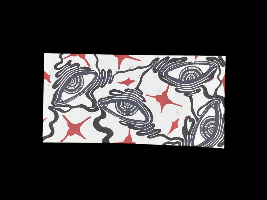 Eye Maze - Original 8x4 Block Print + Drawing of Eyes on Printmaker ...