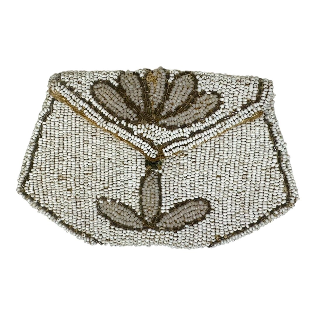 Antique Handmade Beaded Clutch-vintage Purse Delicate Floral Design ...