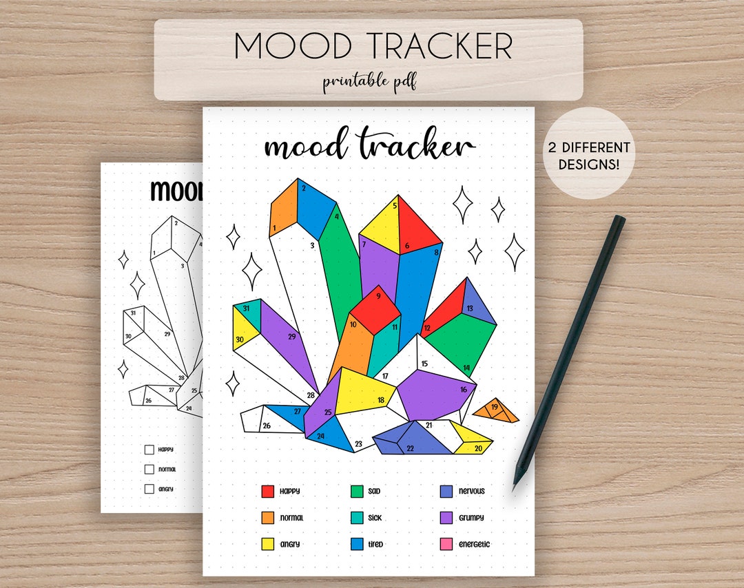 2 Mood Tracker Template Crystal Bullet Journal Page Blank Month ...
