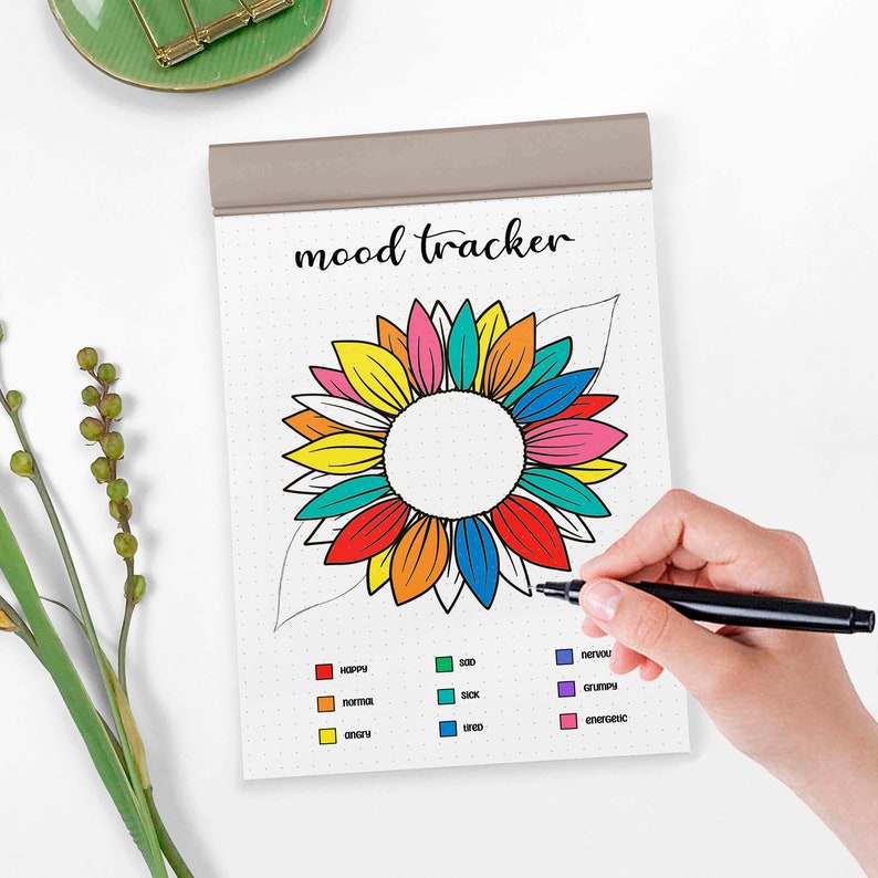 2 Mood Tracker Template · Sunflower Bullet Journal Page · Blank Month ...