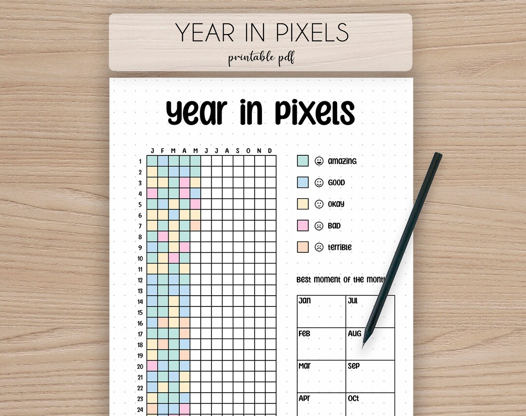 Printable Yearly Tracker Template · Mood Tracker · Bullet Journal Page ...
