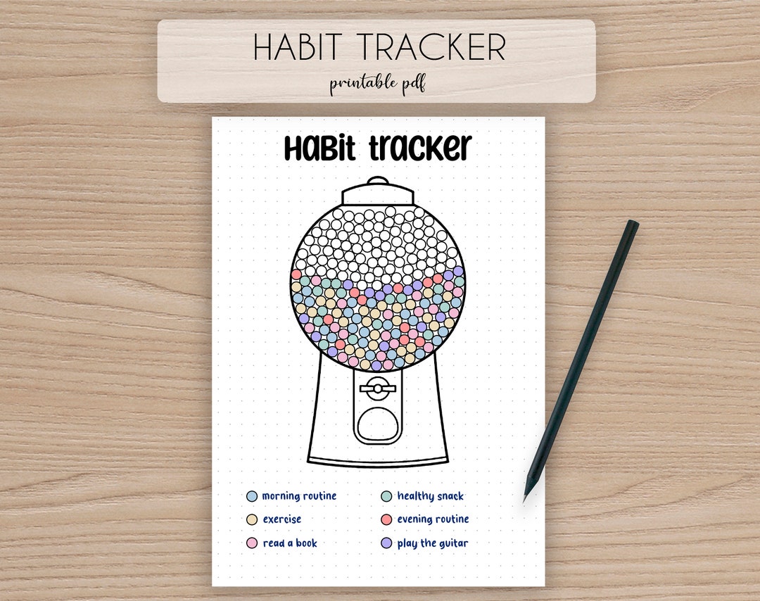 Habit Tracker Template · Mono Colour · Bullet Journal Page · Minimalist ...