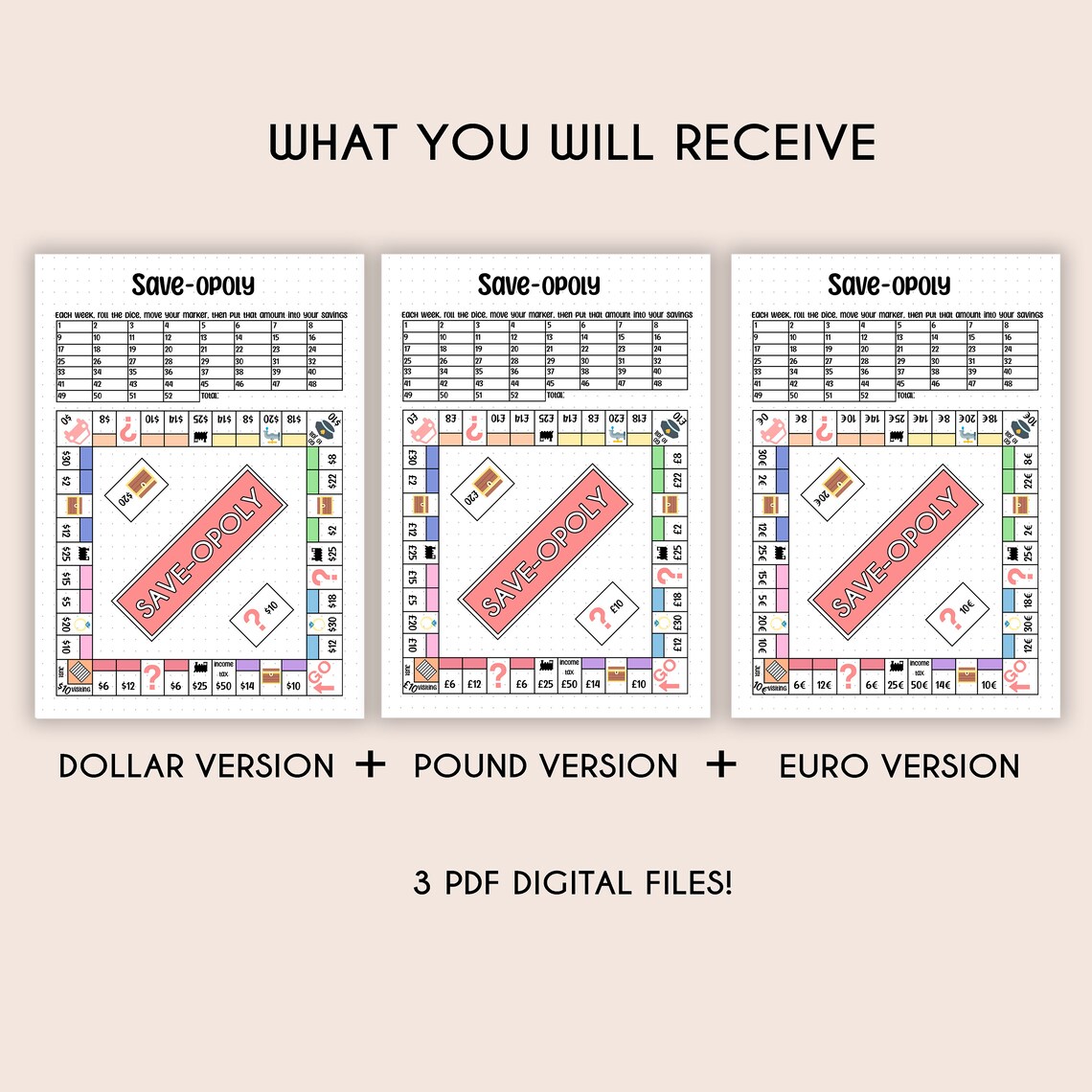 Saveopoly Savings Challenge A5 Bullet Journal Page PRINTABLE Savings ...