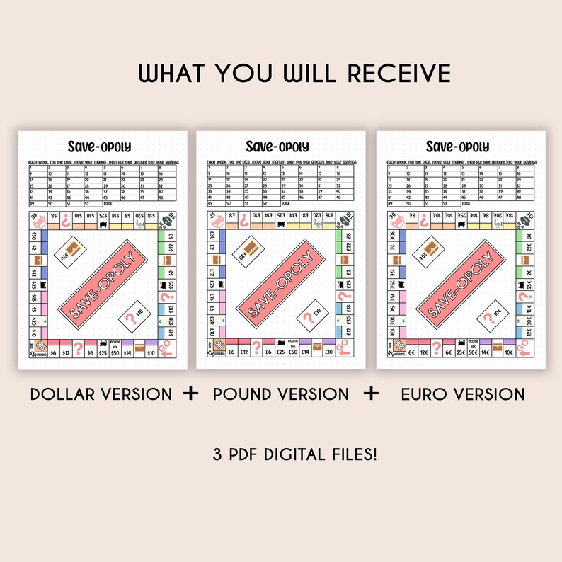 Saveopoly Savings Challenge A5 Bullet Journal Page PRINTABLE Savings ...