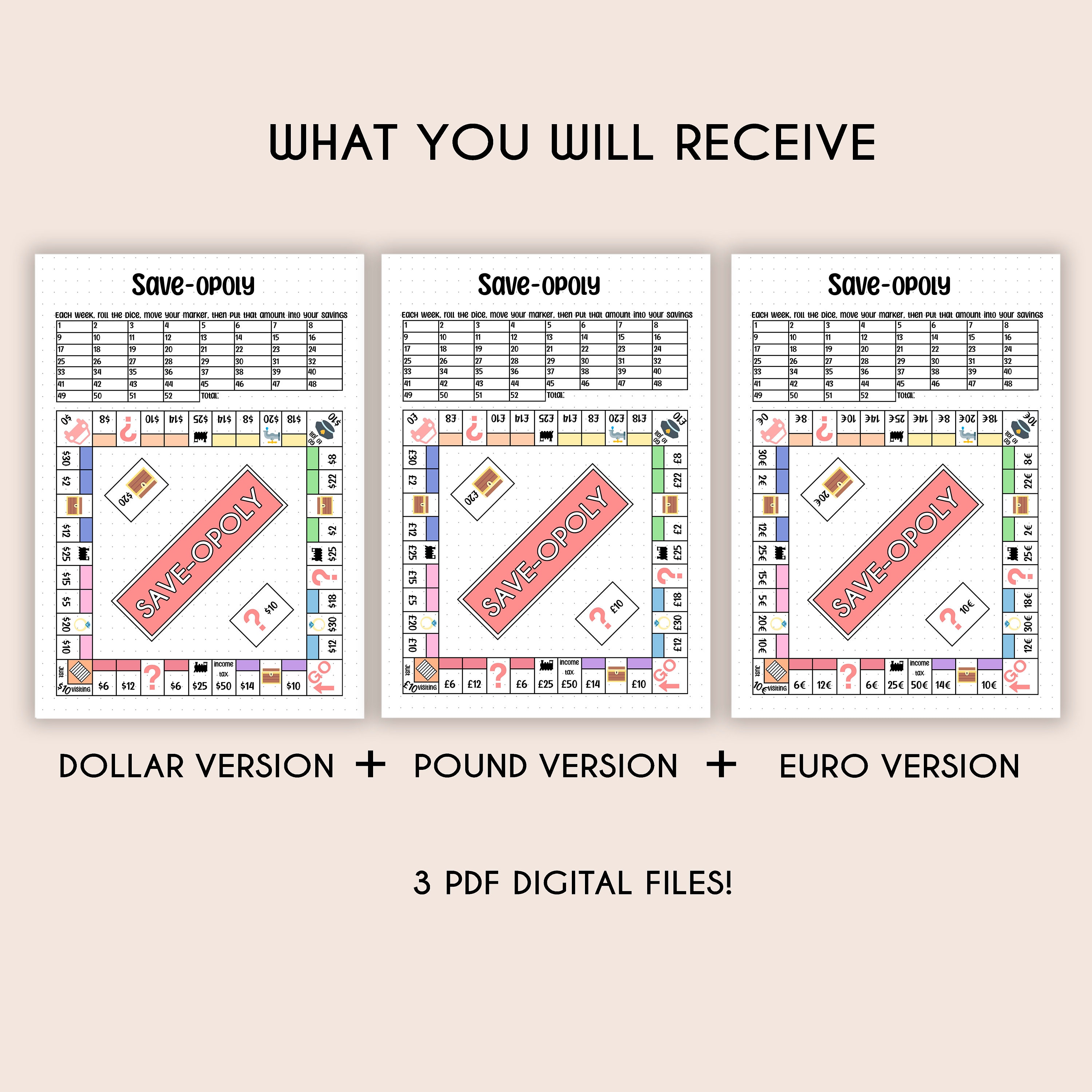 Saveopoly Savings Challenge A5 Bullet Journal Page PRINTABLE Savings ...