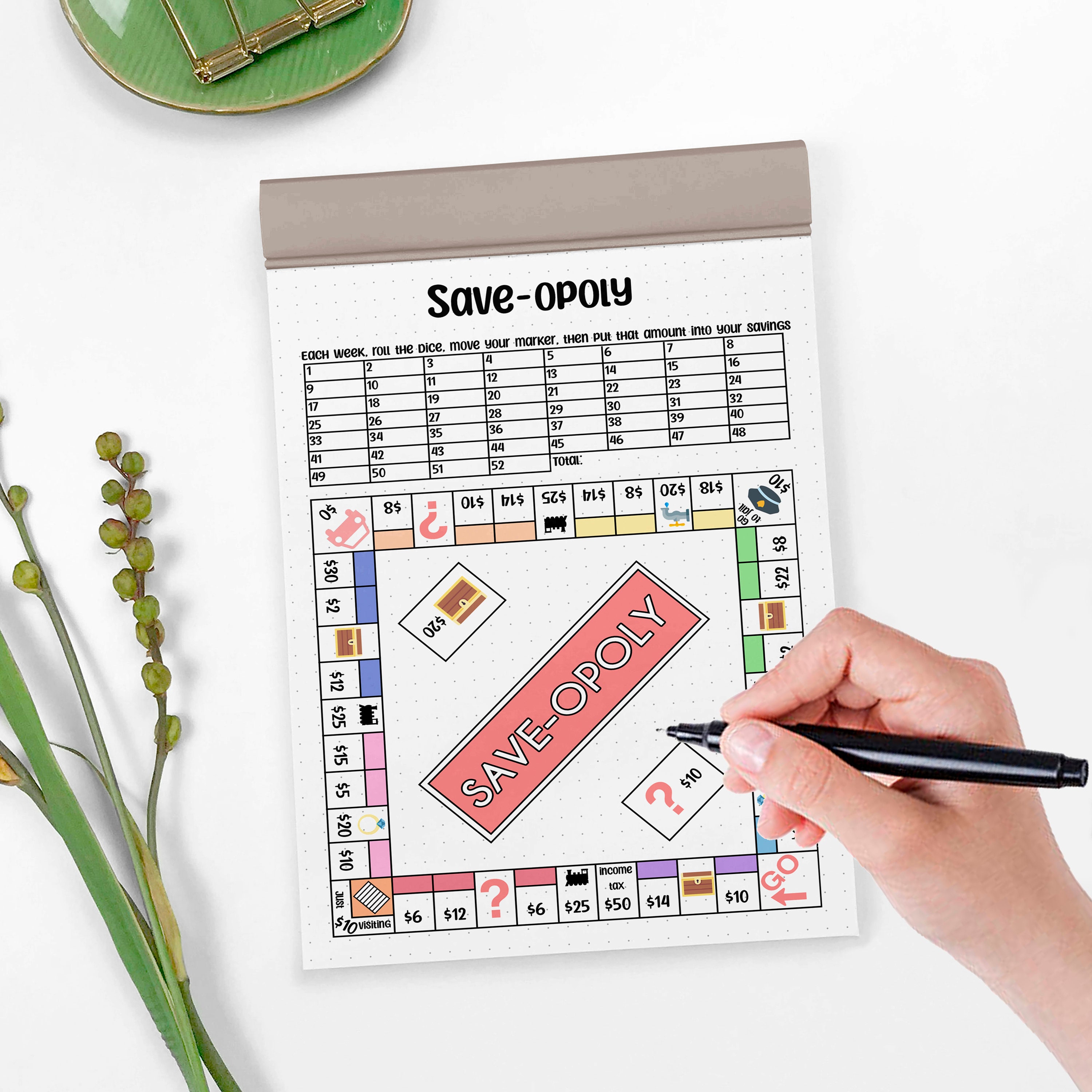Saveopoly Savings Challenge A5 Bullet Journal Page PRINTABLE Savings ...