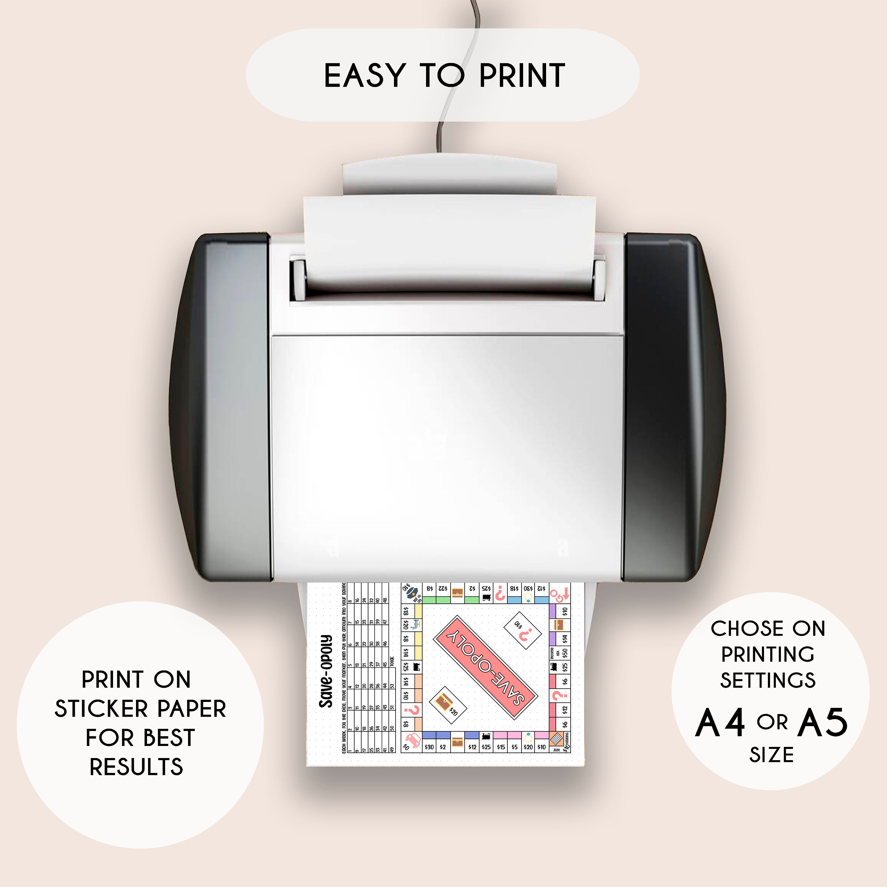 Saveopoly Savings Challenge A5 Bullet Journal Page PRINTABLE Savings ...