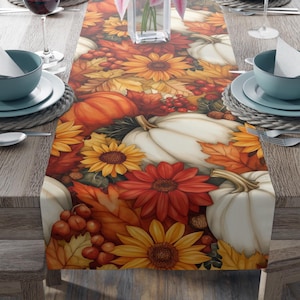 Pumpkin Patch Table Runner - Autumn Decor, Fall Centerpiece, Harvest Theme, Thanksgiving, Rustic ...