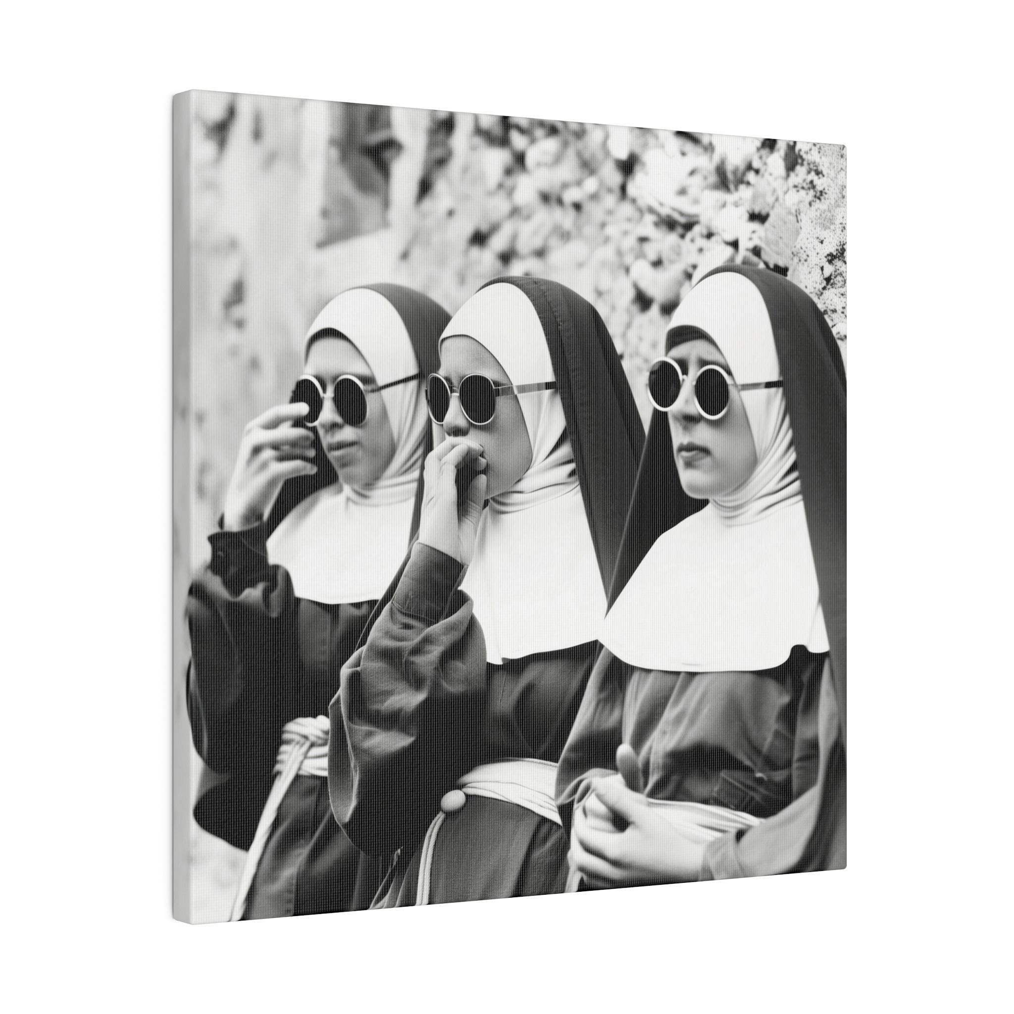 Vintage Nuns in Sunglasses Photograph: Retro Catholic Matte Canvas ...