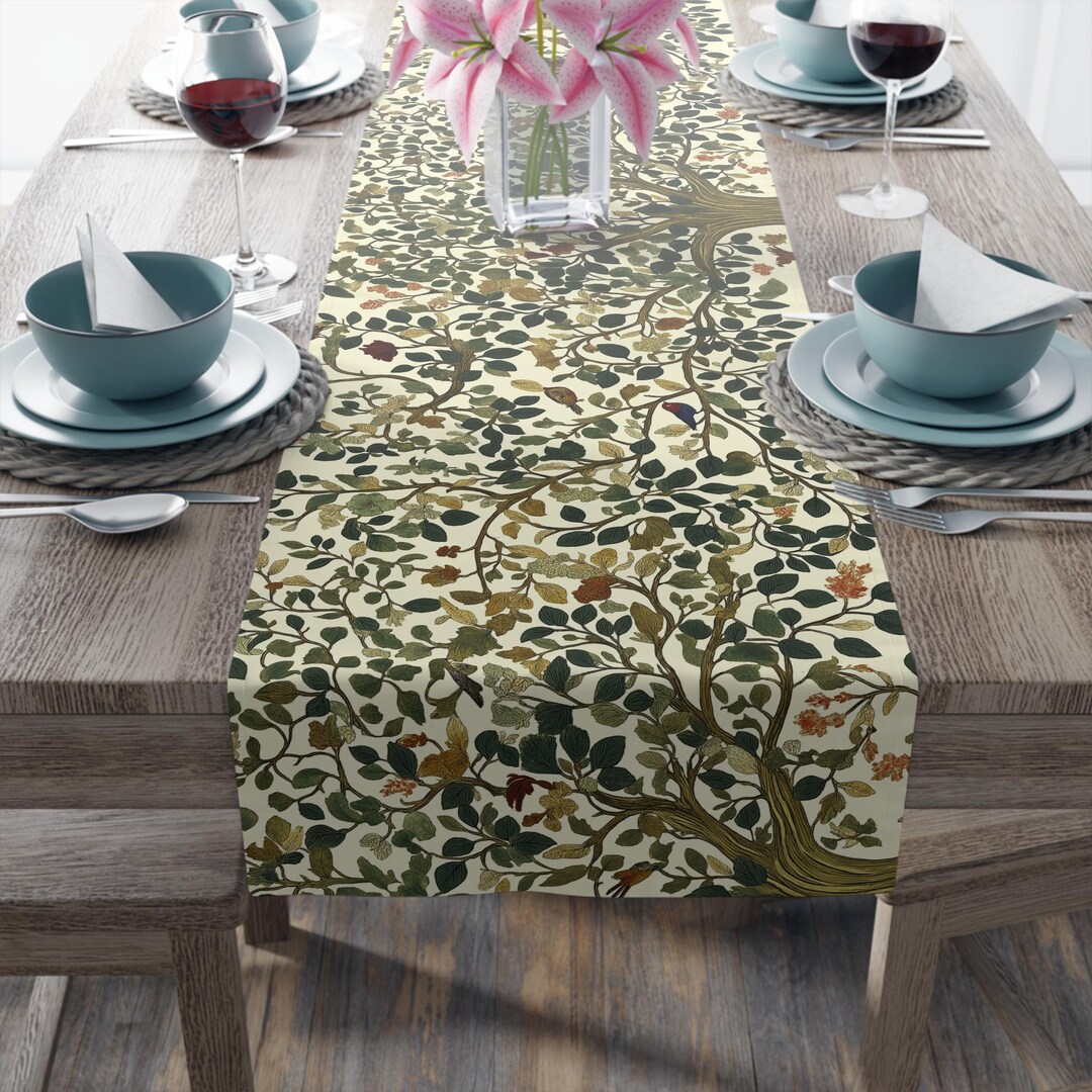 Tree of Life Table Runner - William Morris Style Home Decor, Nature Art ...