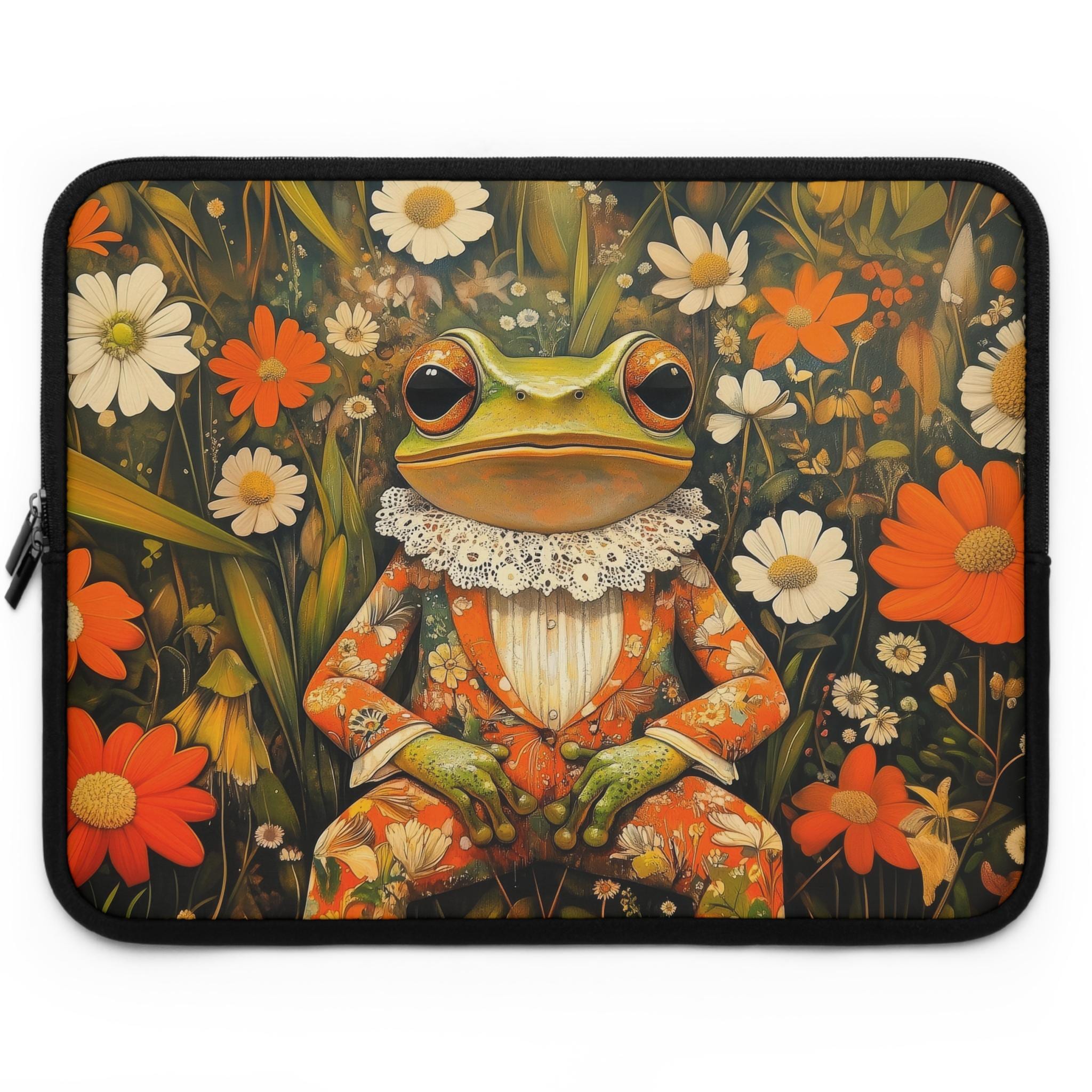 Regal Frog in Bloom Case - Floral Frog Laptop Sleeve, Boho Chic Case ...