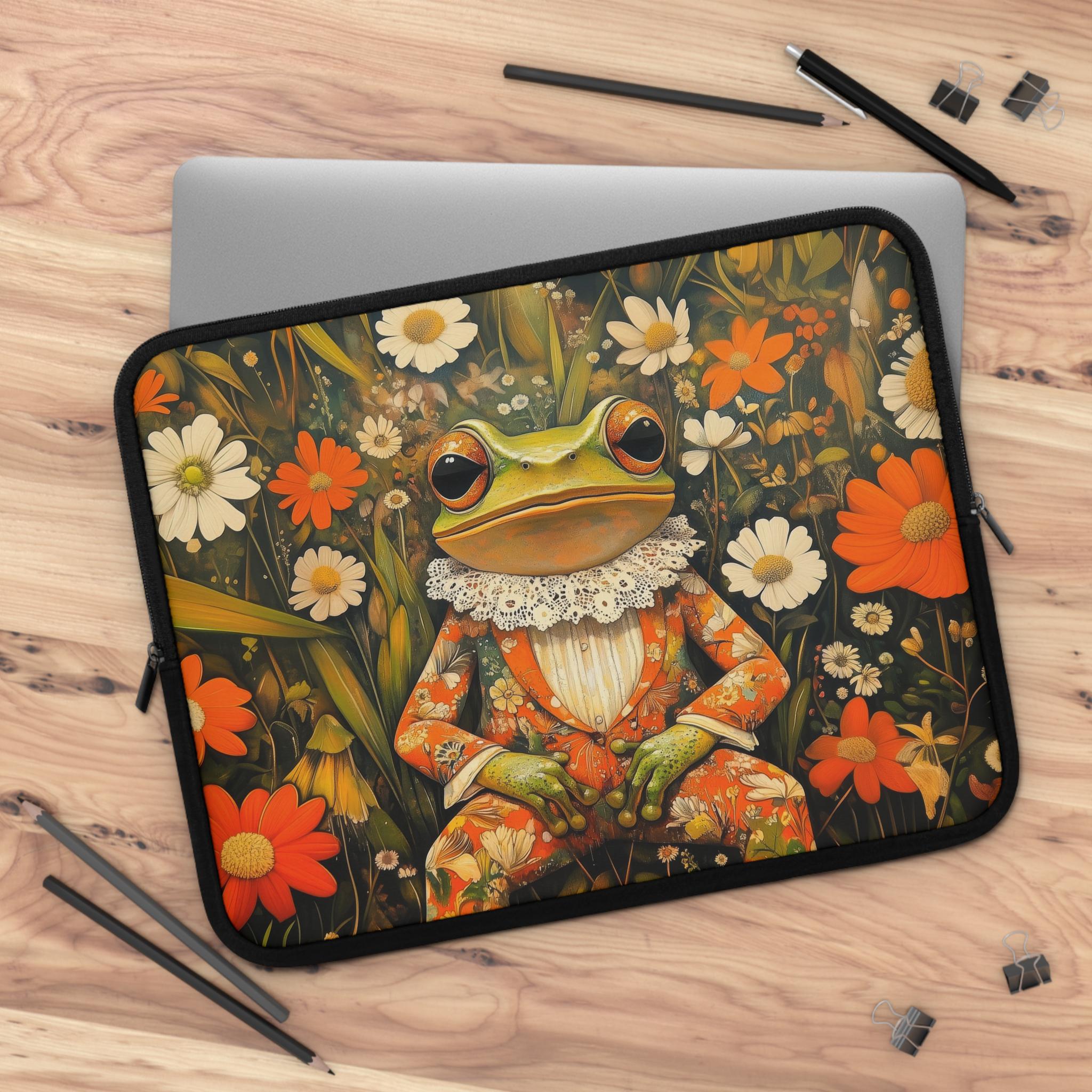 Regal Frog in Bloom Case - Floral Frog Laptop Sleeve, Boho Chic Case ...