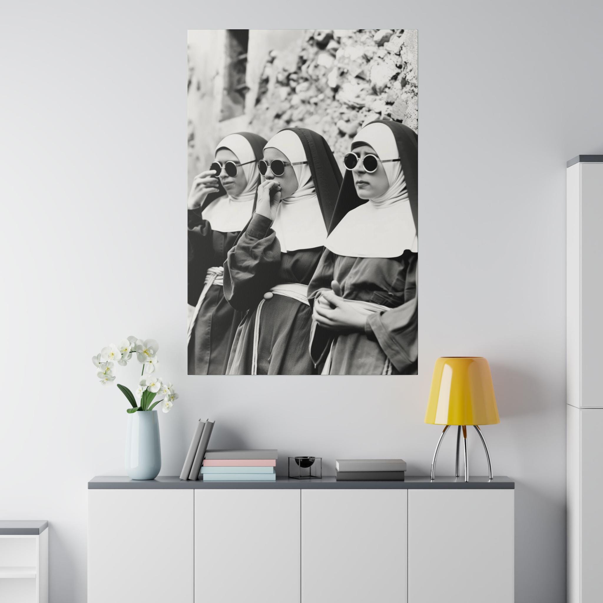 Vintage Nuns in Sunglasses Photograph: Retro Catholic Matte Canvas ...