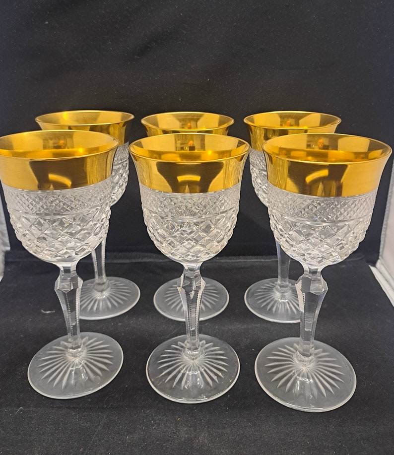 6 Josephinenhütte Moser Wine Goblets 24k Gold Gilded - Etsy