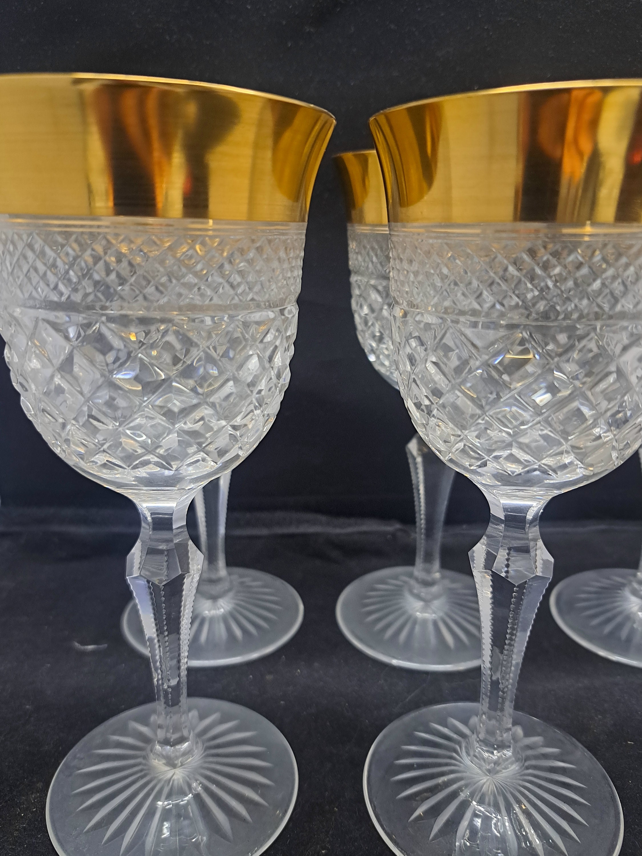 6 Josephinenhütte Moser Wine Goblets 24k Gold Gilded - Etsy