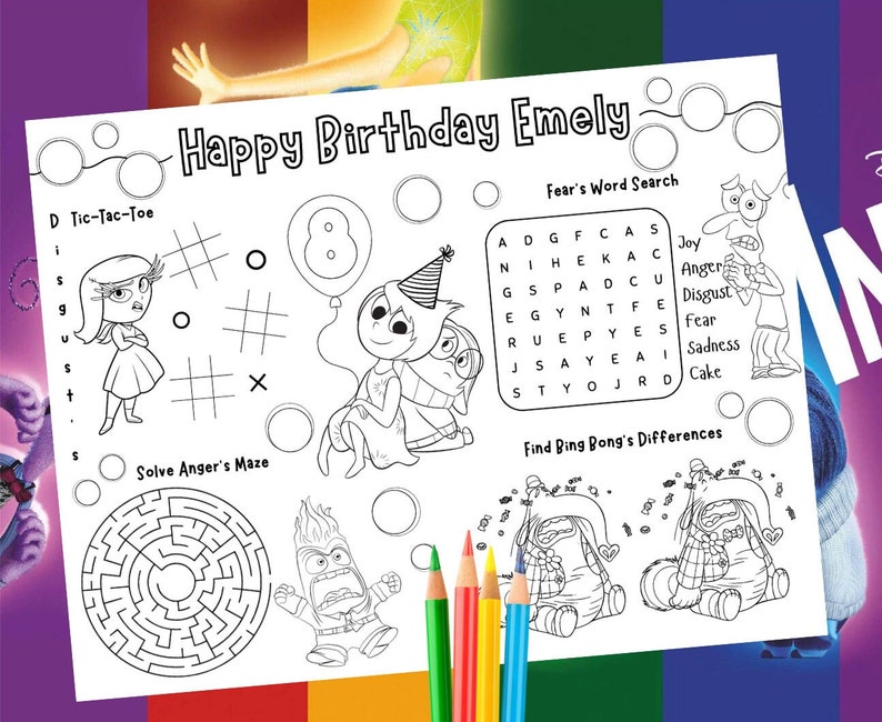 Emotions Children Coloring Placemat - Etsy
