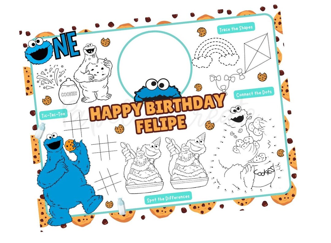 Monster and Cookies Coloring Placemat - Etsy