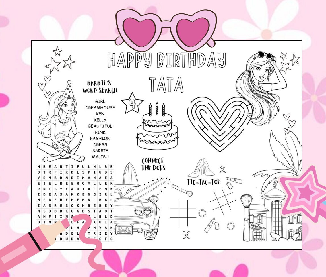 Barbie Theme Party Placemat - Etsy
