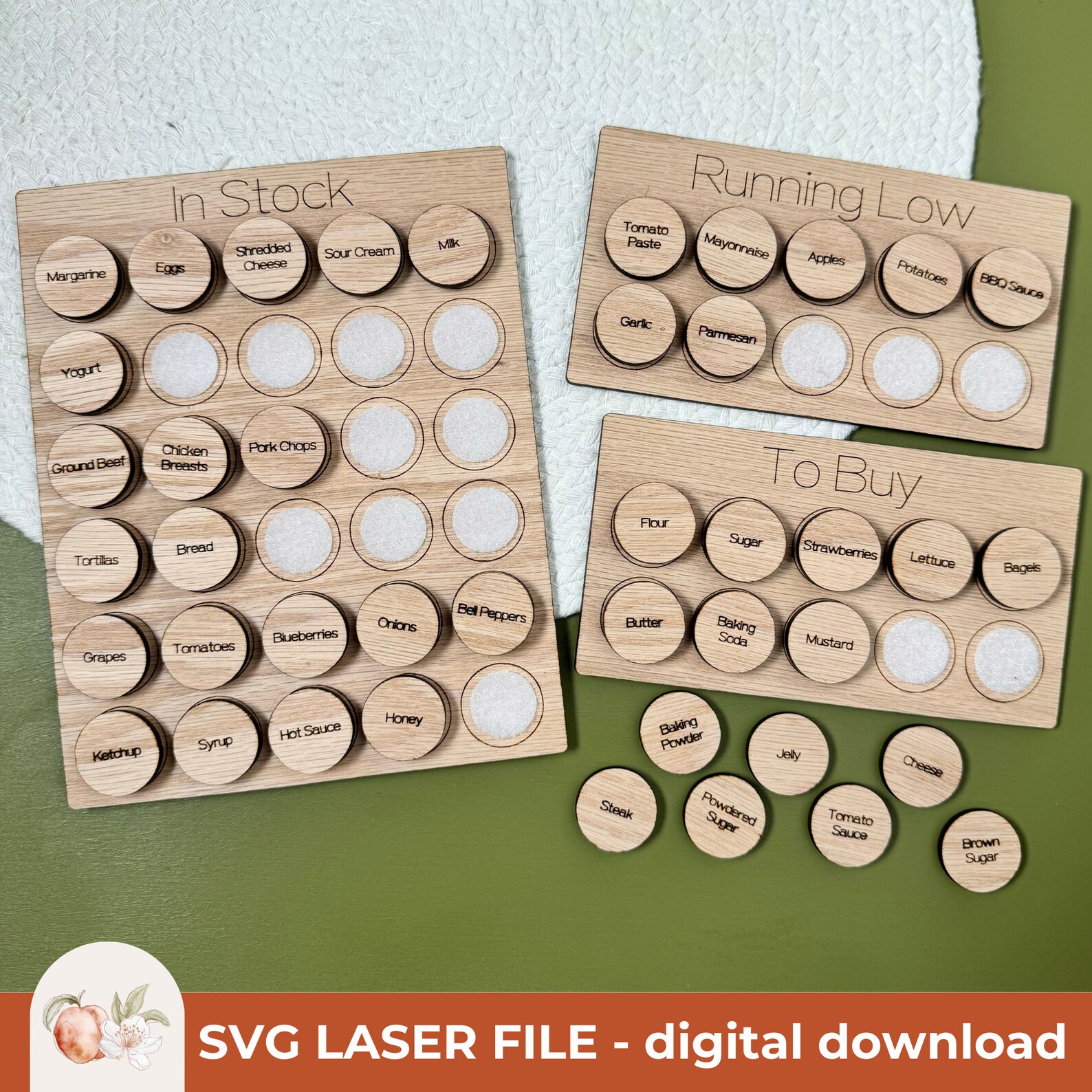 DIGITAL DOWNLOAD - SVG Food Inventory Magnets | Hook and Loop | Grocery ...