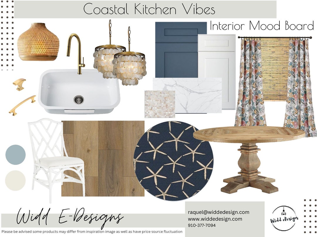 Coastal Kitchen Design Mood Board - Etsy