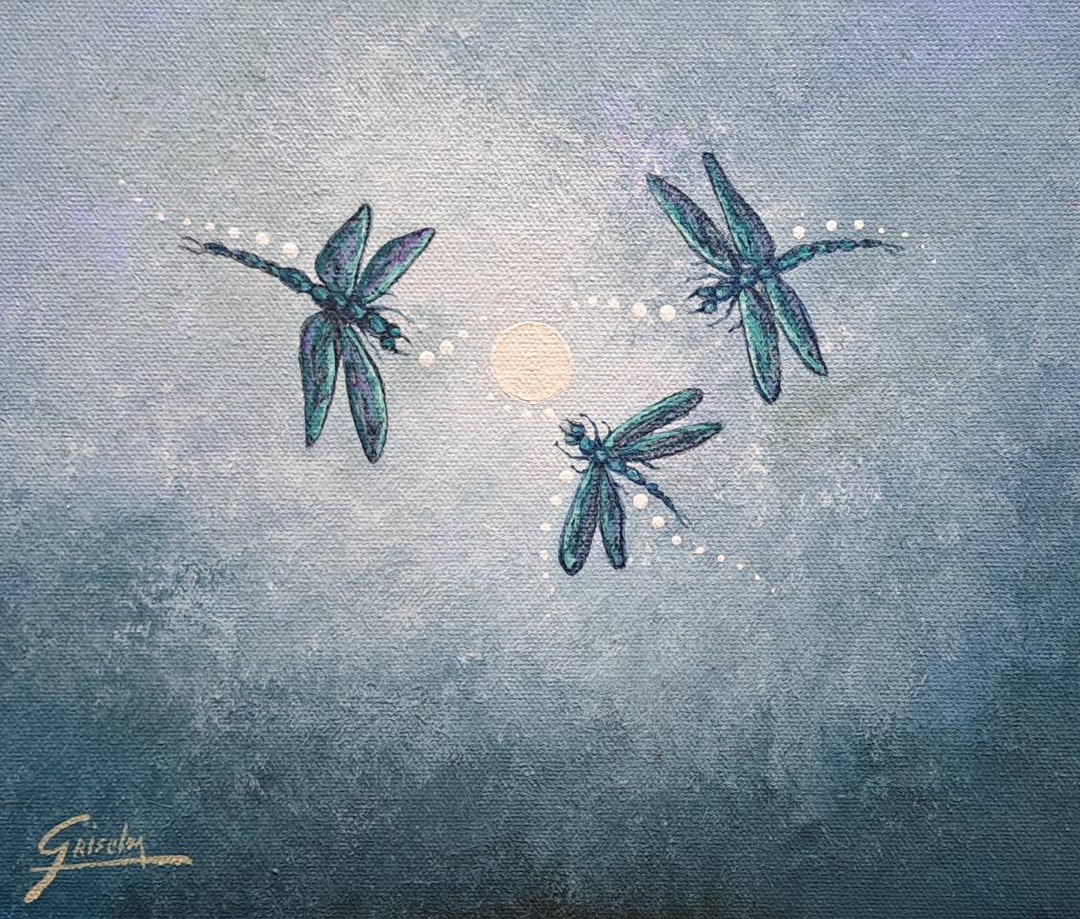 Moonlight Magic, the Gathering, Dragonfly Spiral Dance, Canvas Panel ...
