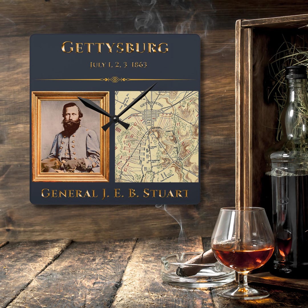 General J.E.B. Stuart Acrylic Wall Clock - Gettysburg Civil War Decor ...